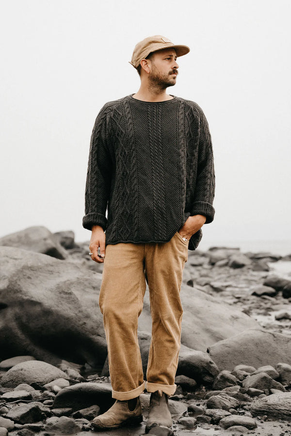 Rory Cable Knit Sweater: Charcoal *Unisex - Thunder Moon Collective