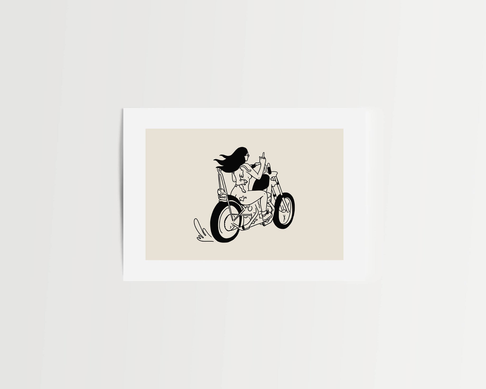 Biker Chick Minimal Moto Wall Art Retro Vintage Home Decor : Medium ...