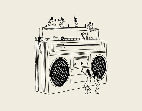 "Boom Box" Vintage Music Illustration Wall Art Print: Medium - Thunder ...
